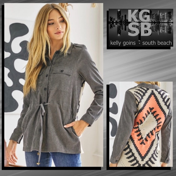 DAVI & DANI | Jackets & Coats | Davidani Corduroy Front Jacket Aztec ...